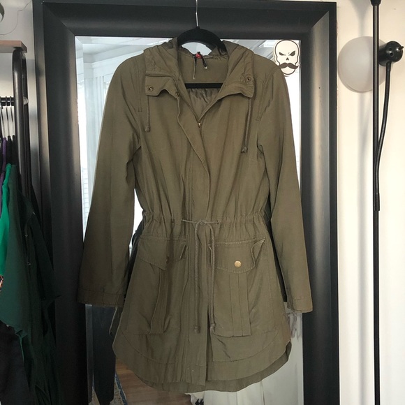 H&M | Jackets & Coats | Hm Olive Green Utility Jacket With Hood | Poshmark